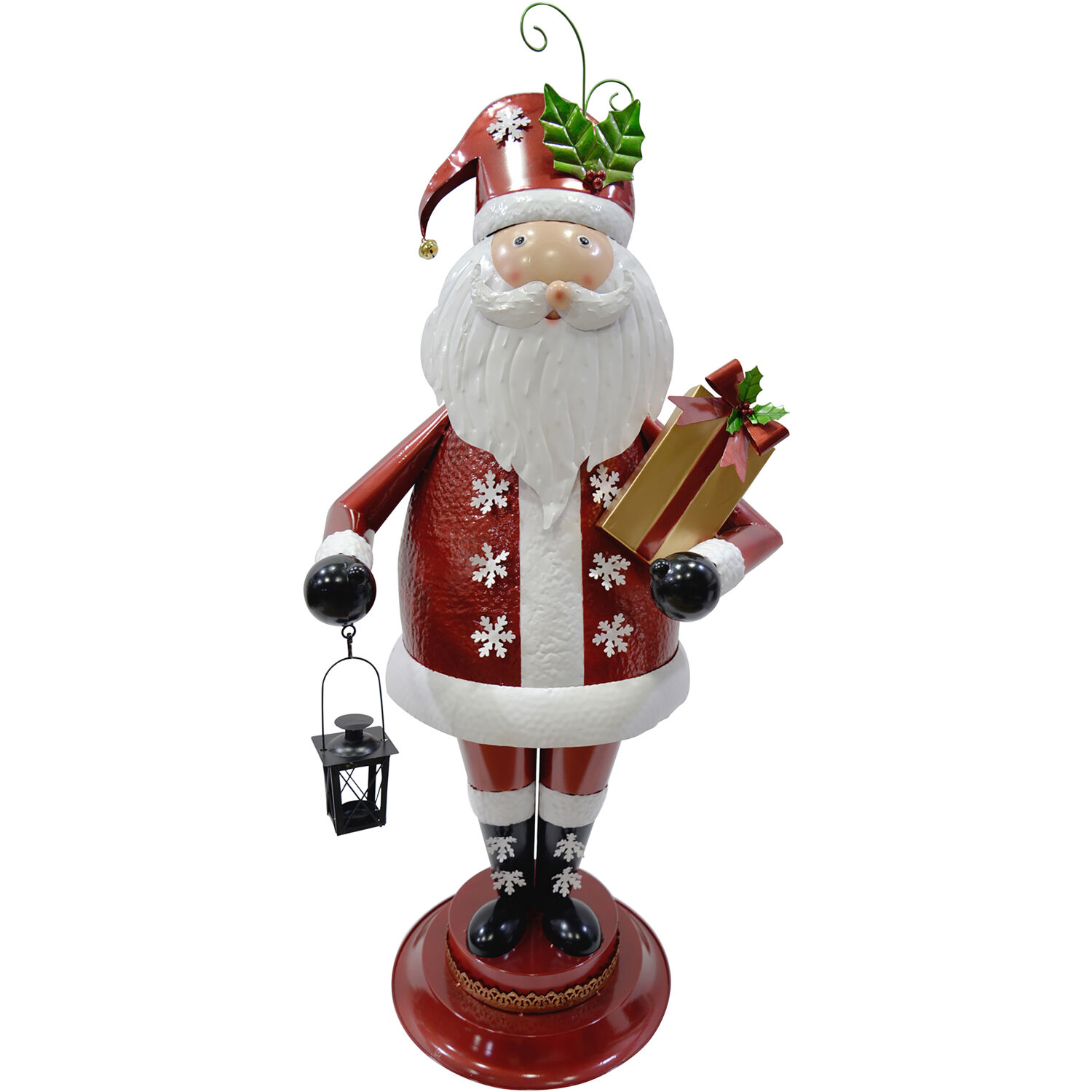 Fraser Hill Farm 50" Iron Santa Holding Gift and Lantern | HSN