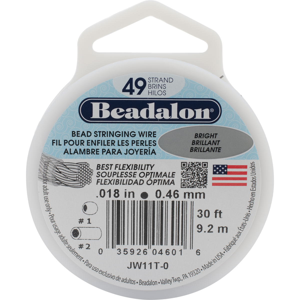 Beadalon Stringing Wire 49-Strand .018"X30'-Bright - 21148937 | HSN