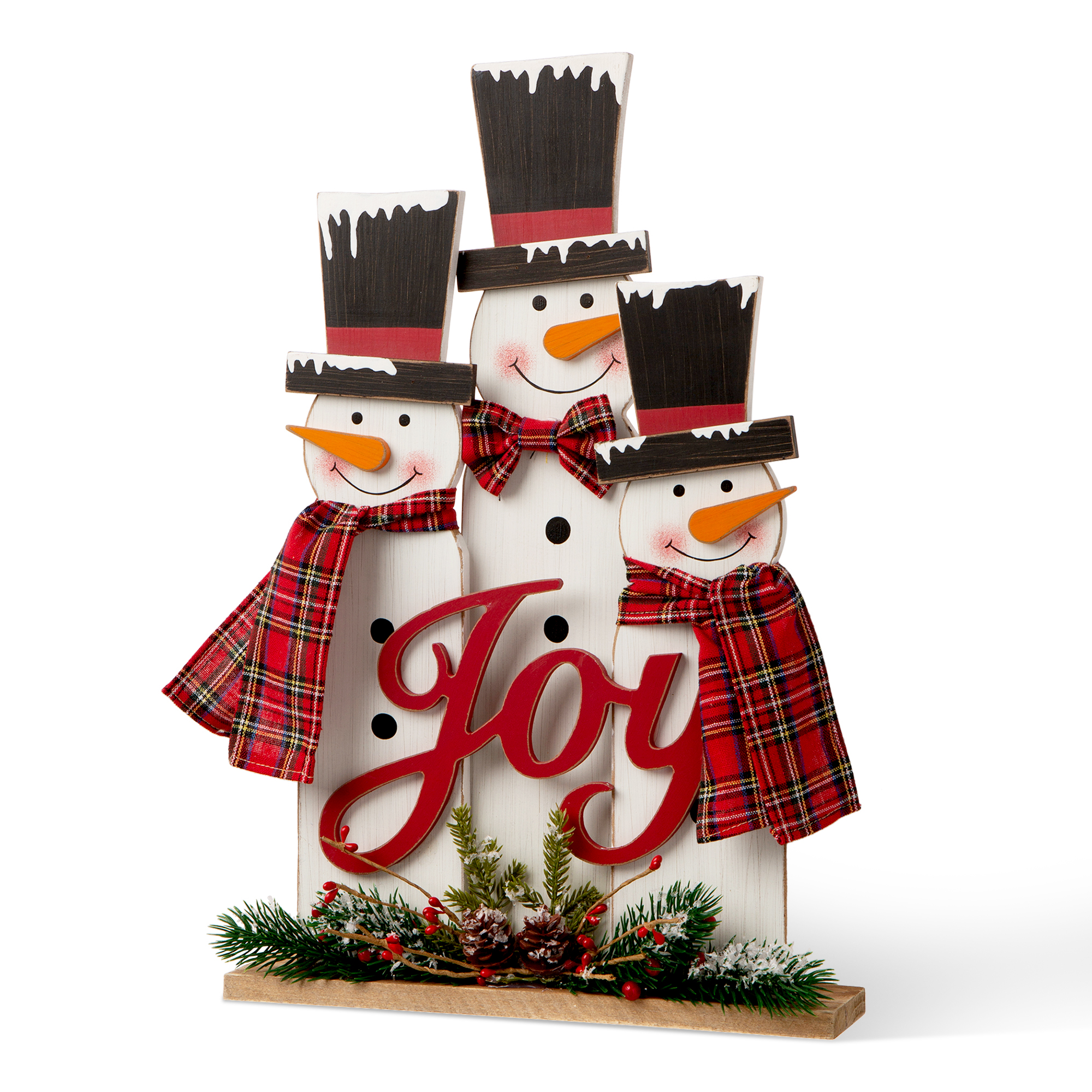 Glitzhome 18in. H Wooden Snowman Family Table Decor | HSN