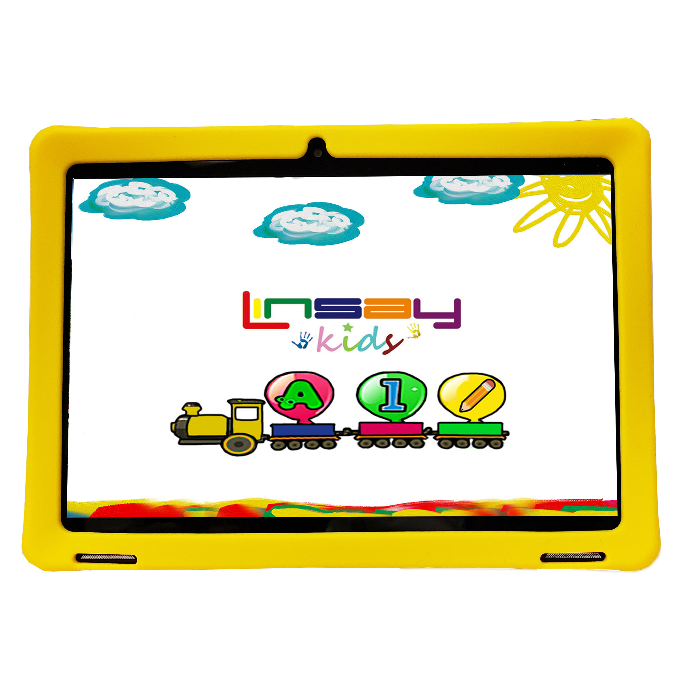 LINSAY 10.1" Octa Core 128GB Tablet Bundle with Red Kids Defender Case ...