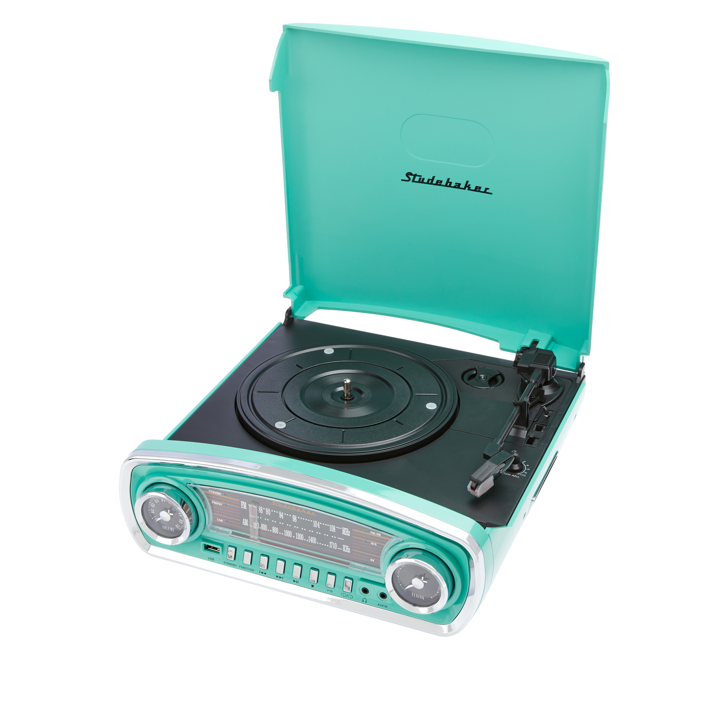 Studebaker 3-Speed Turntable with Bluetooth Receiver & AM/FM Radio ...