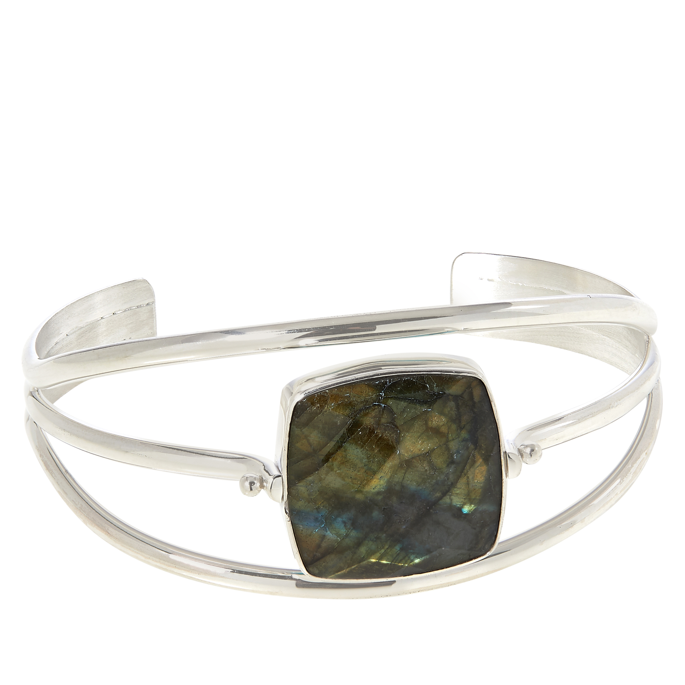 Jay King Sterling Silver Labradorite & Turquoise Reversible Flip Cuff | HSN