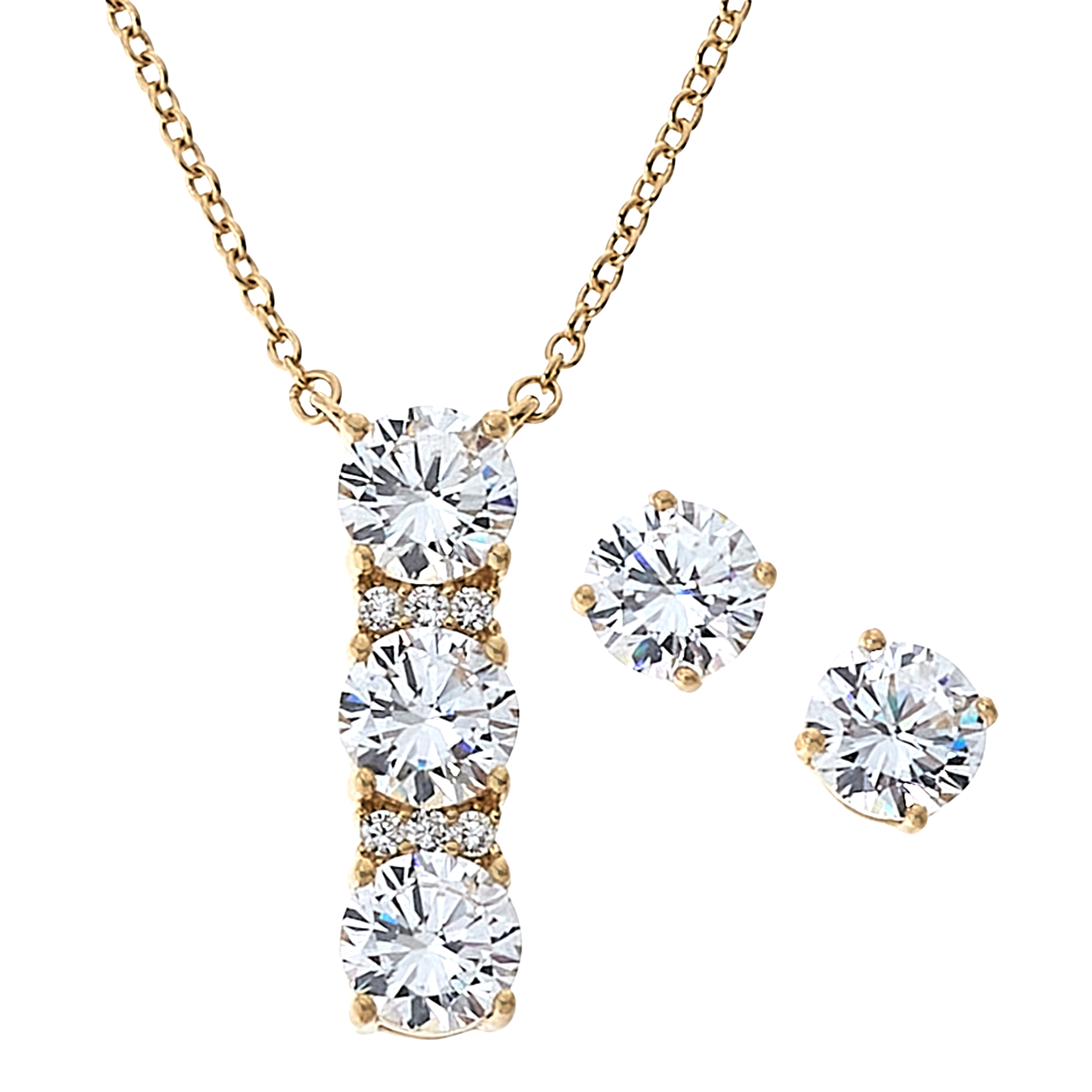 "As Is" Radiance by Absolute™ 3-Stone Pendant & Solitaire Earrings Se | HSN