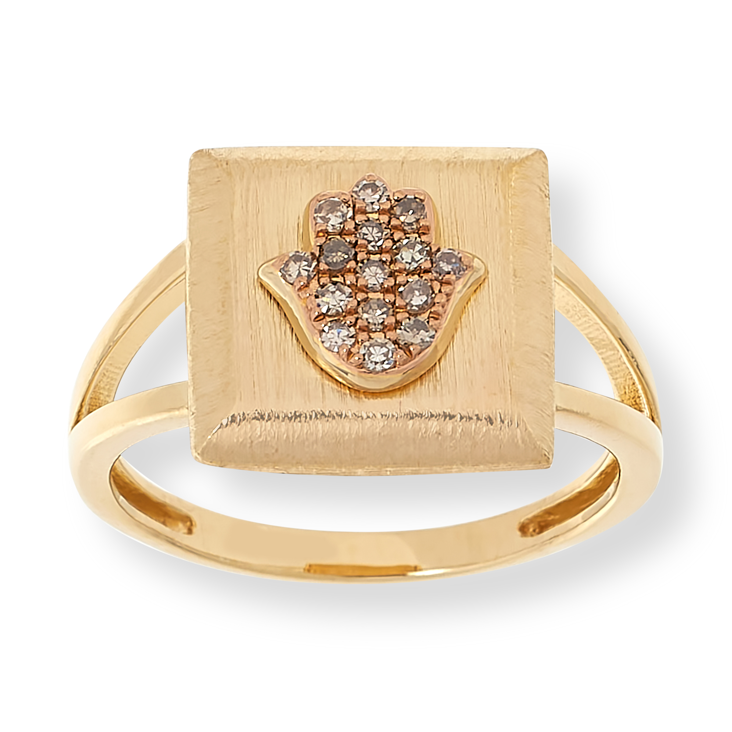 Rarities .15ctw Champagne Diamond Talisman Signet Ring - 23165666 | HSN