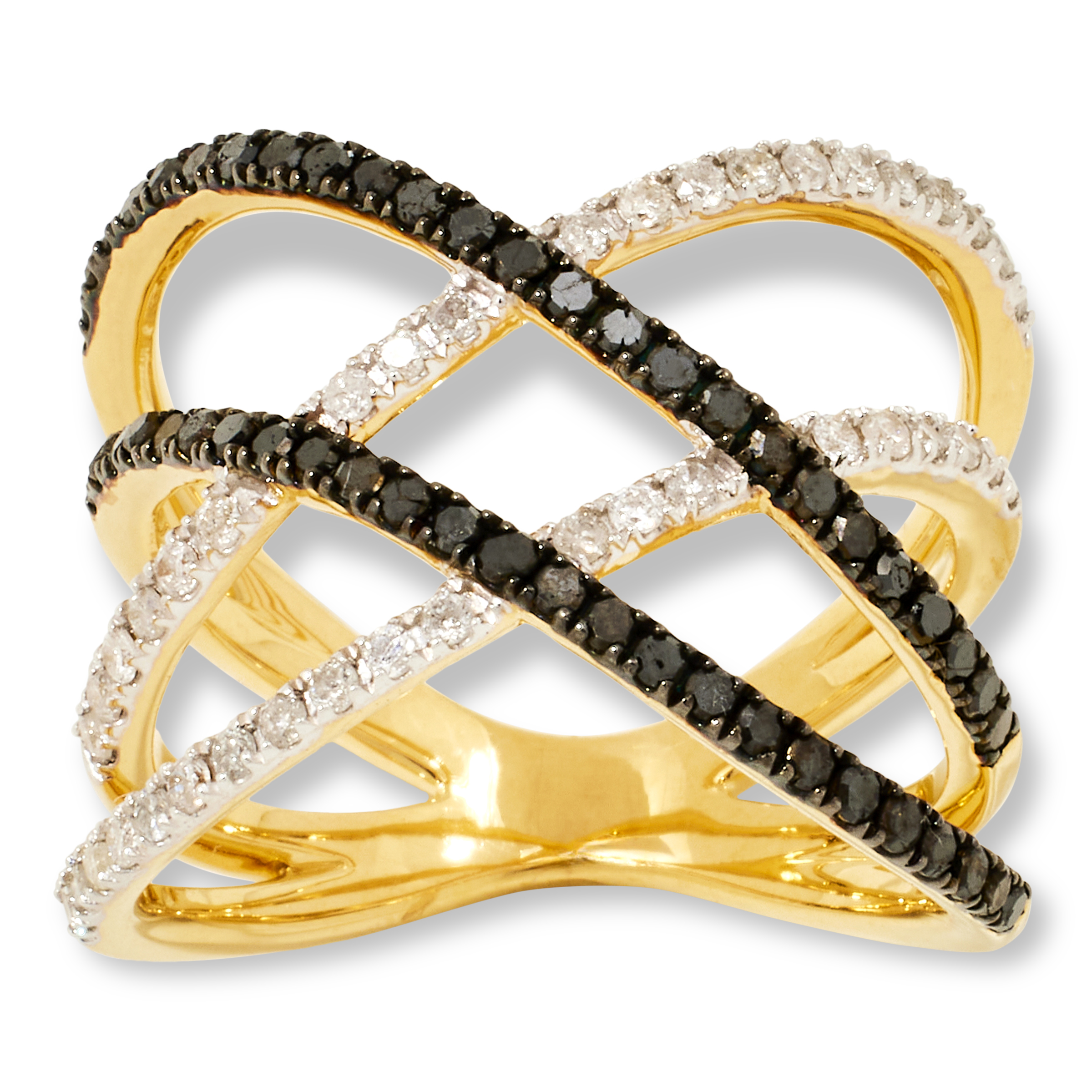 Rarities 3/4ctw Diamond Double Helix Gold-Plated Crisscross Ring | HSN