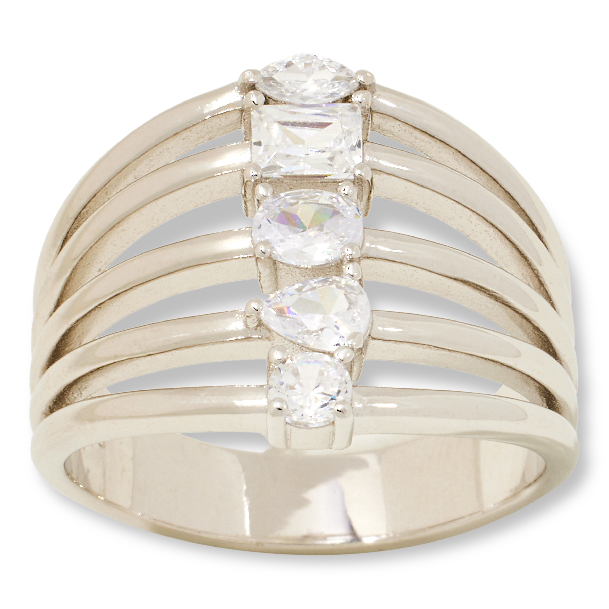 Radiance by Absolute™ 1.46ctw Mixed Cut 5-Row Illusion Ring | HSN