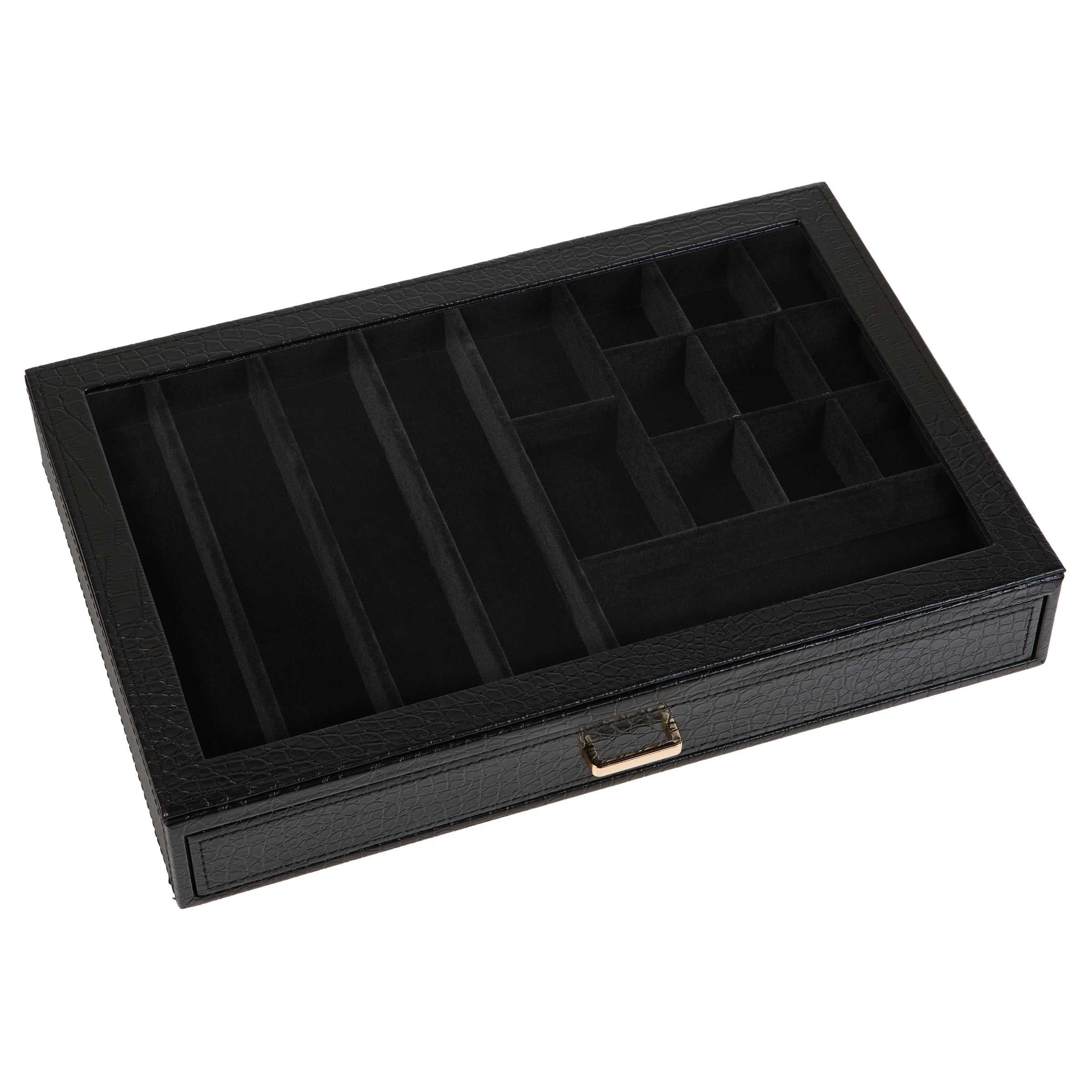 Prestige™ Croco-Embossed Single Drawer Jewelry Box - 16-Compartment | HSN