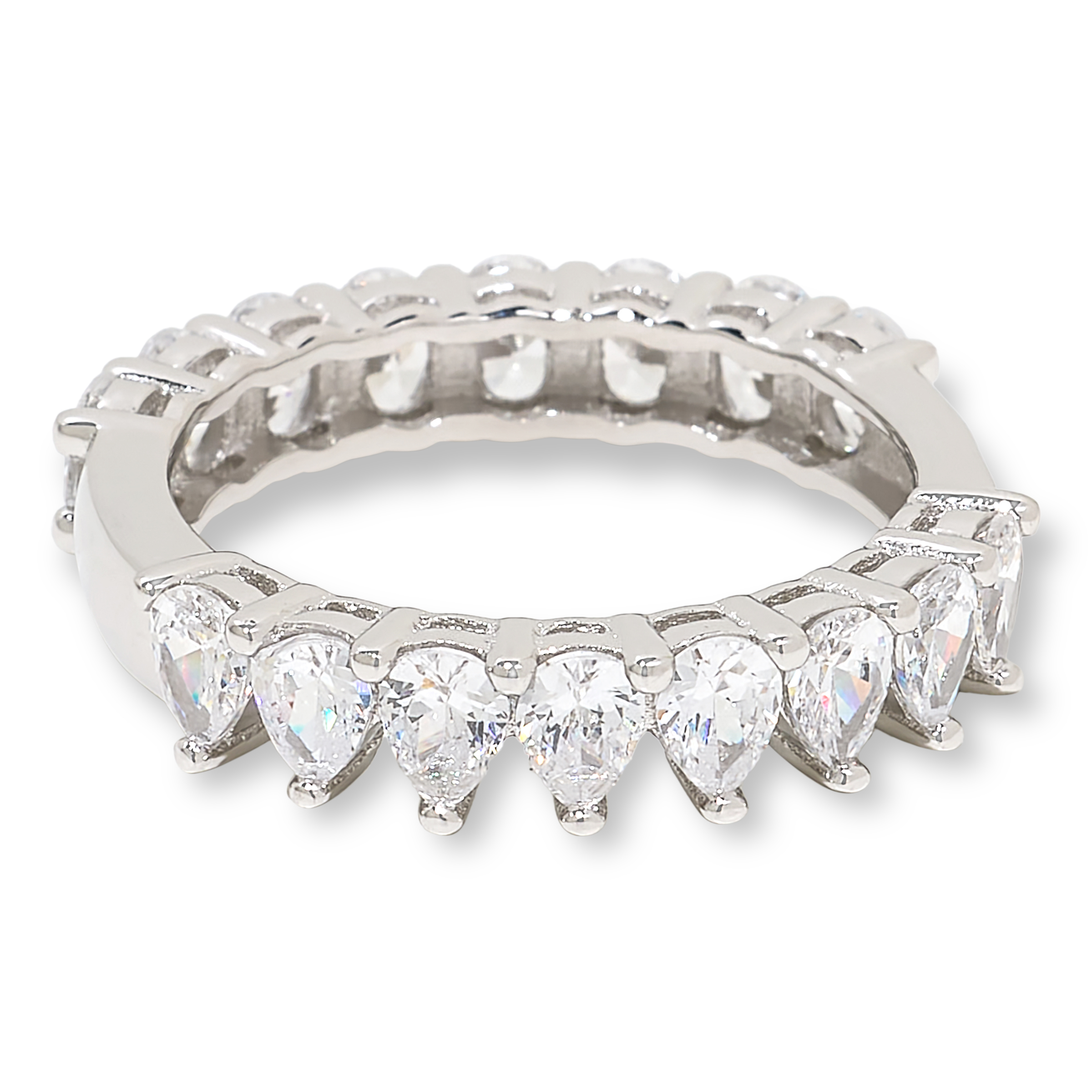 Radiance by Absolute™ Silver 1/2 and 1/2 Comfort Band Eternity Ring | HSN