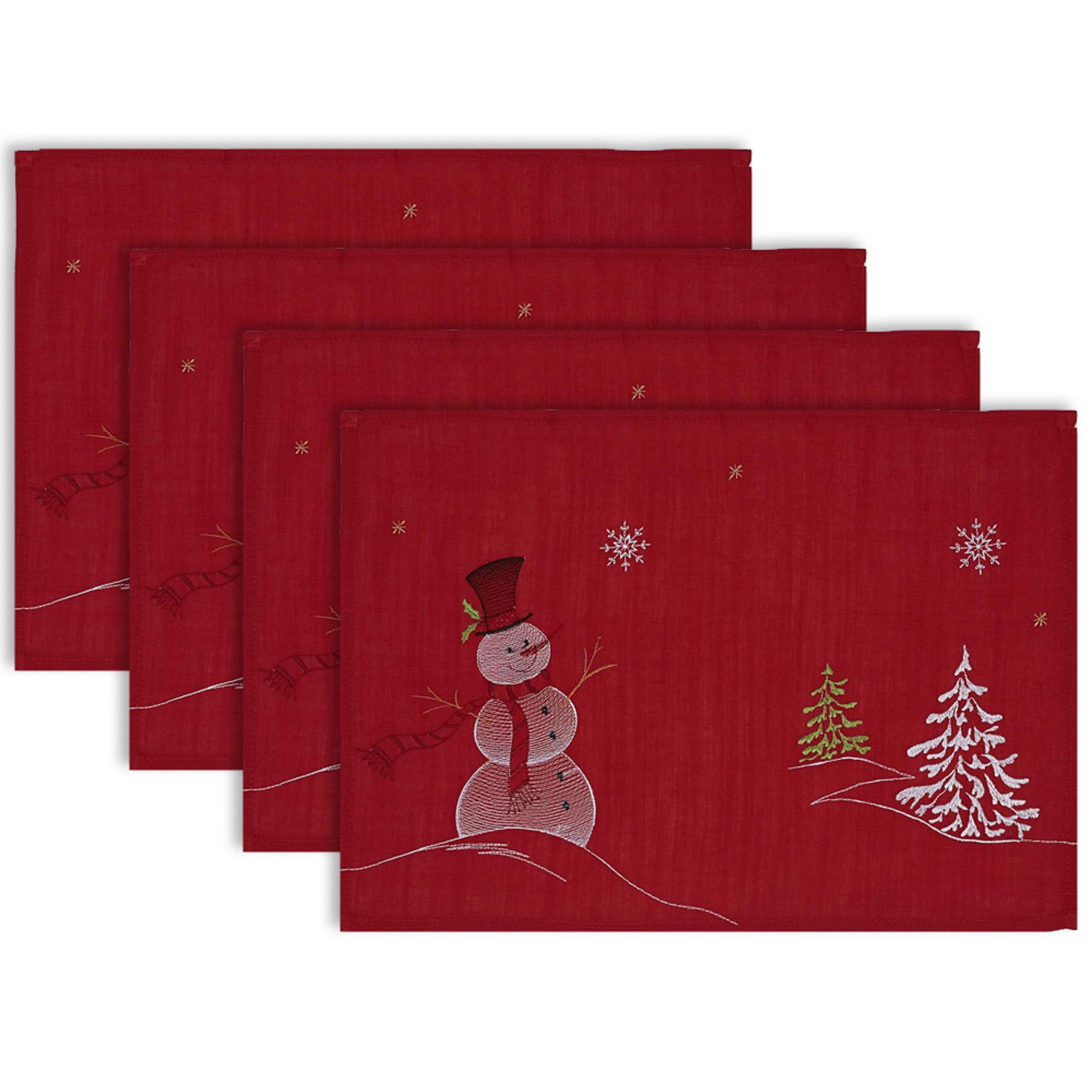 Design Imports Embroidered Snowmen Placemat Set of 4 | HSN