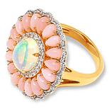 Rarities Gold-Plated Opal and White Zircon Flower Ring | HSN