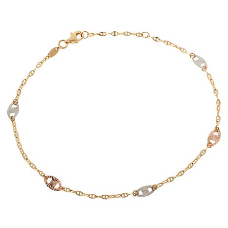 14K Tri-Color Gold Mariner Chain Anklet - 20919475 | HSN