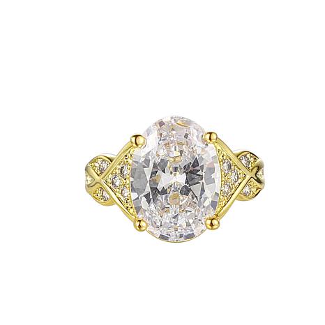 A&M Goldtone White Crystal Ring - Size 8 - 9852768 | HSN