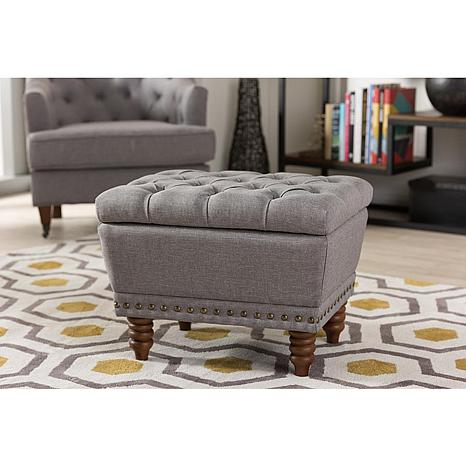 Annabelle Fabric Upholstered Button-Tufted Storage Ottoman - 9903976 | HSN
