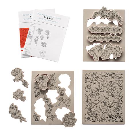 Diamond Press Birthday or Floral Cling Rubber Stamp Kit | HSN