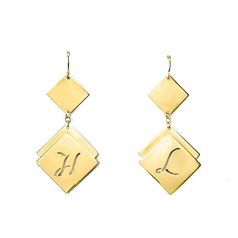 Heights Jewelers Gold-Plated Initial Diamond Drop Earrings - 20902790 | HSN