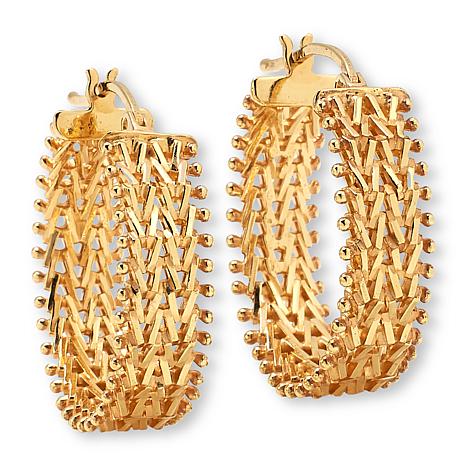 Imperial Silver Sterling Silver Diamond-Cut 6-Row Wheat Hoop Earrings | HSN