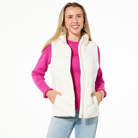 Jaclyn Smith Quilted Chevron Design Puffer Vest | HSN