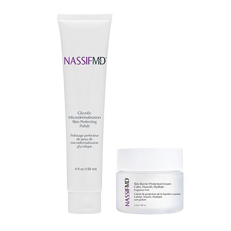 NassifMD Glycolic Microdermabrasion Polish & Skin Barrier Cream Set | HSN
