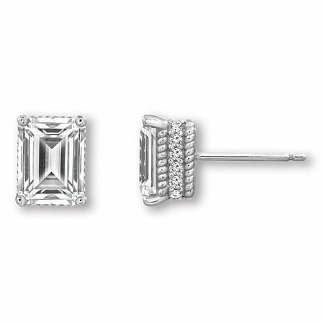 Radiance by Absolute™ Emerald Cut and Round Solitaire Stud Earrings | HSN