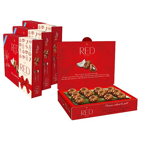RED Chocolate 4-pack Diamond Truffles with Coconut Filling Ships 11/3 | HSN