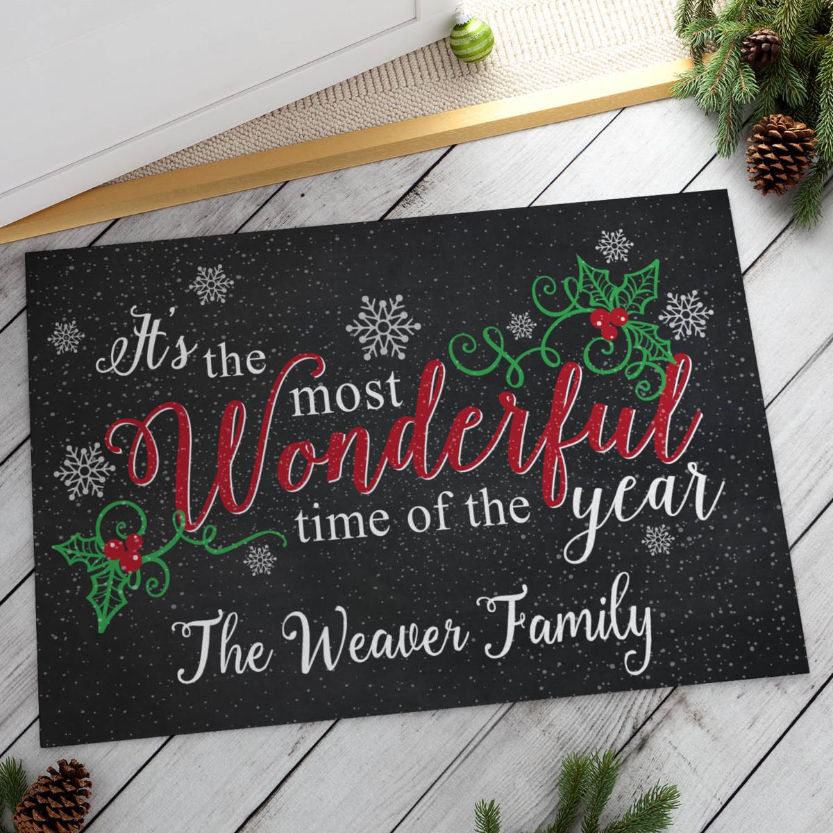 It's The Most Wonderful Time Of The Year Personalized Doormat | HSN