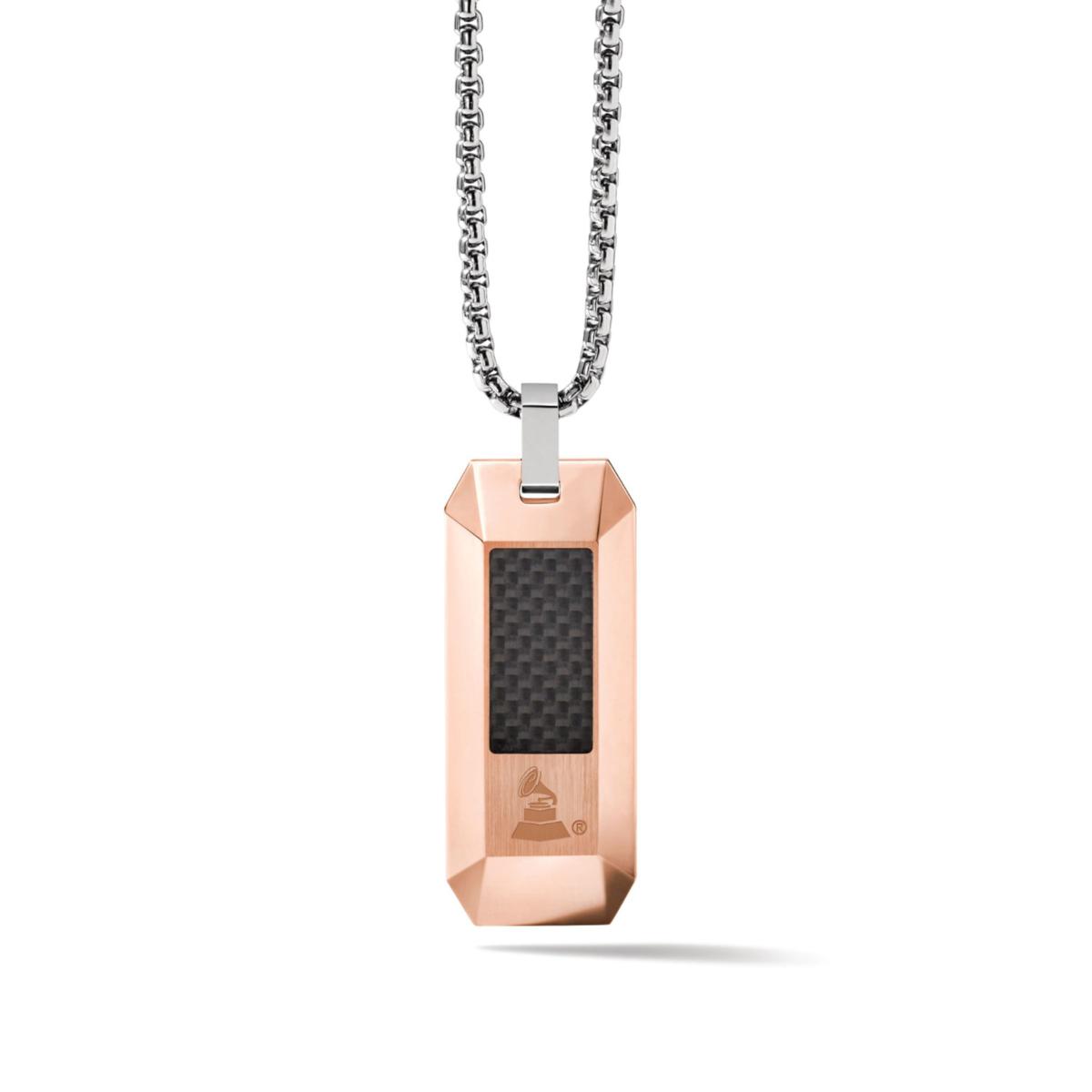 Bulova Latin GRAMMY Men's Rosetone Stainless Steel Dog Tag with Chain | HSN