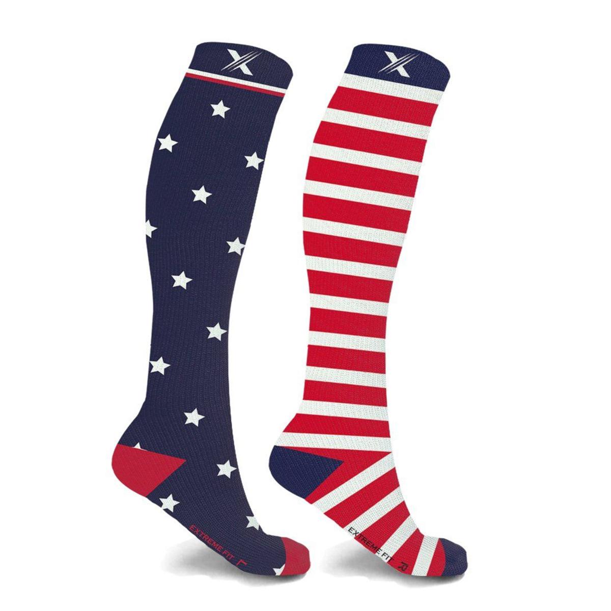 Extreme Fit Mismatched Flag Knee High Compression Socks | HSN