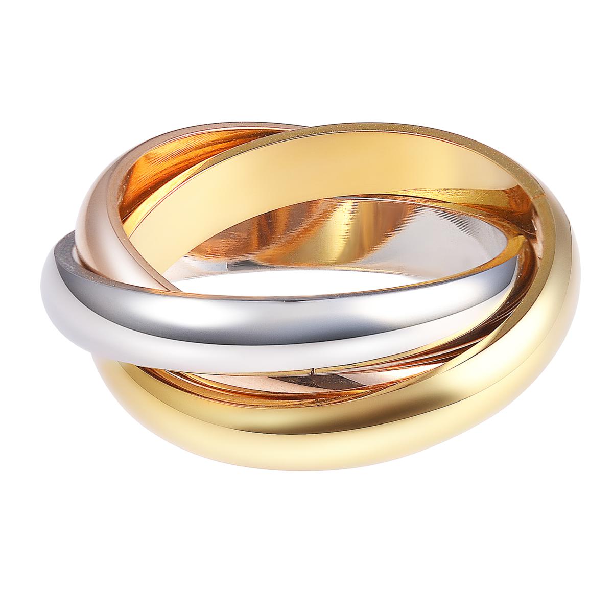 Stately Steel Tri-Color Stainless Steel Interlocking Band Ring | HSN