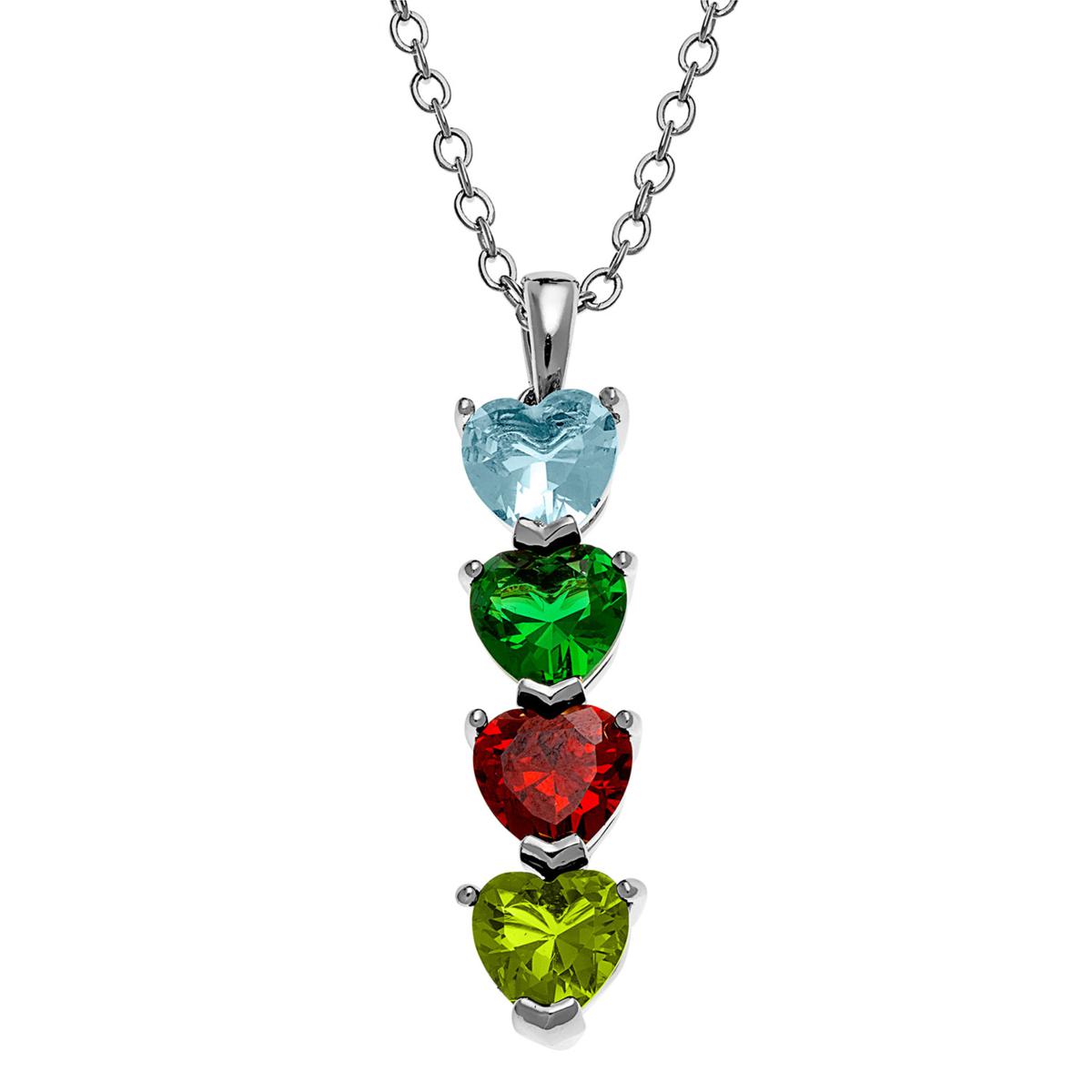 Stacked Heart Family Simulated Birthstone Necklace | HSN