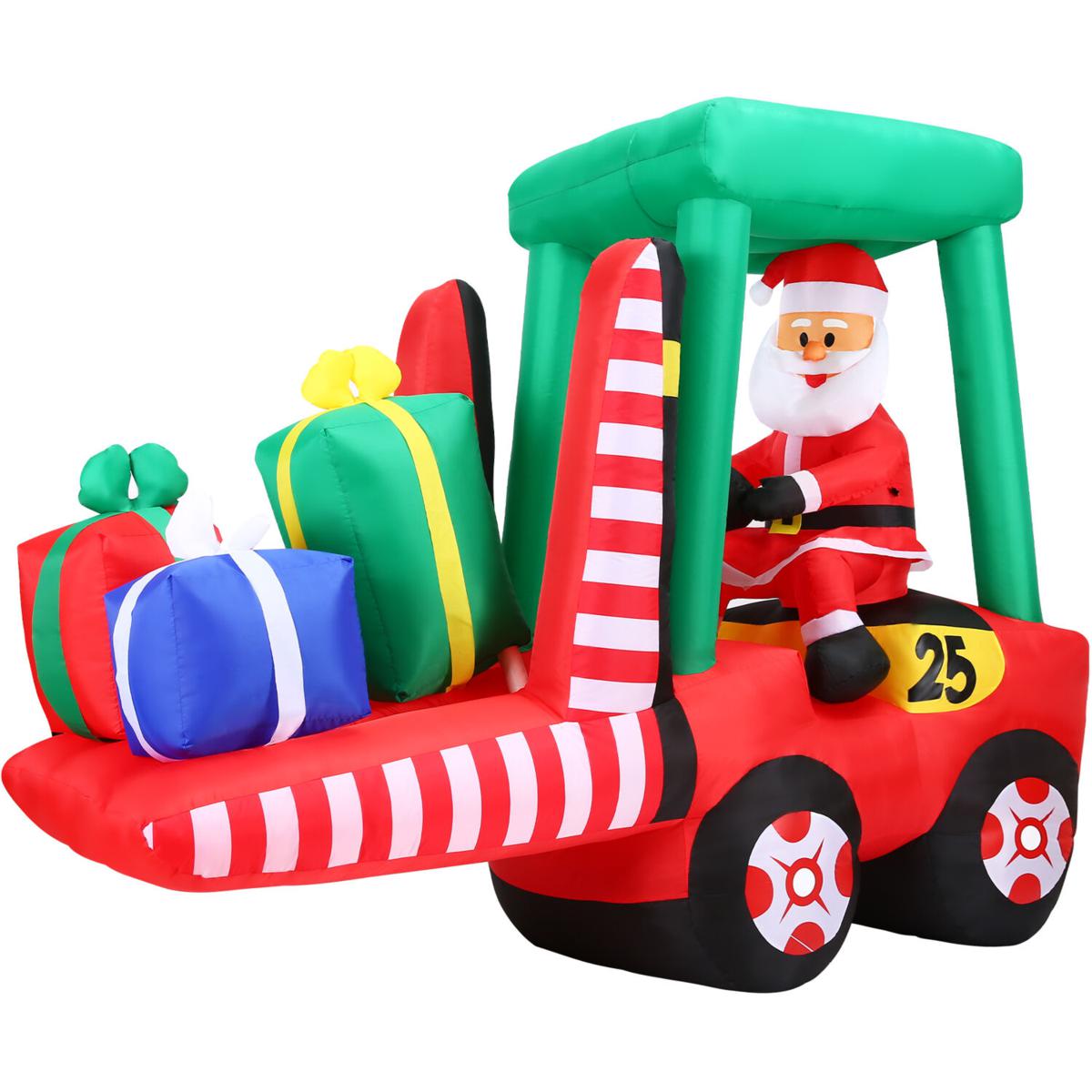 Fraser Hill Farm 6 ft. Pre-Lit Inflatable Santa in Fork Lift - 20724280 ...