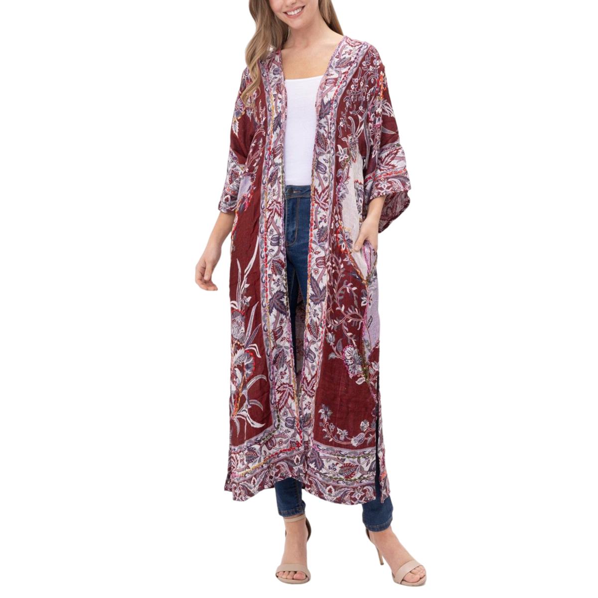 Raj Gia Yarn Embroidery Detail Duster - 20800063 | HSN