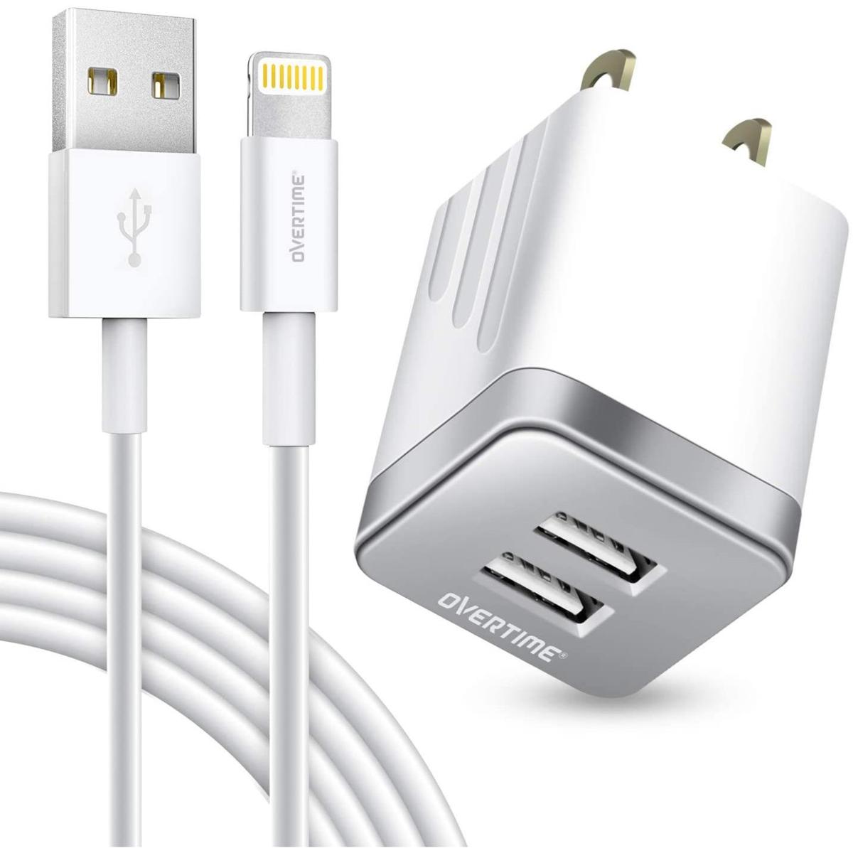 iPhone Charger Set: Wall Charger + Lightning Cable - Silver | HSN