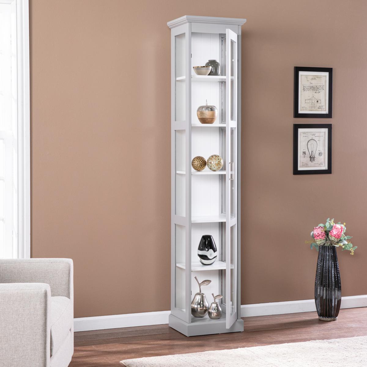 Southern Enterprises Balterley Tall Curio w/ Glass Door - Gray ...
