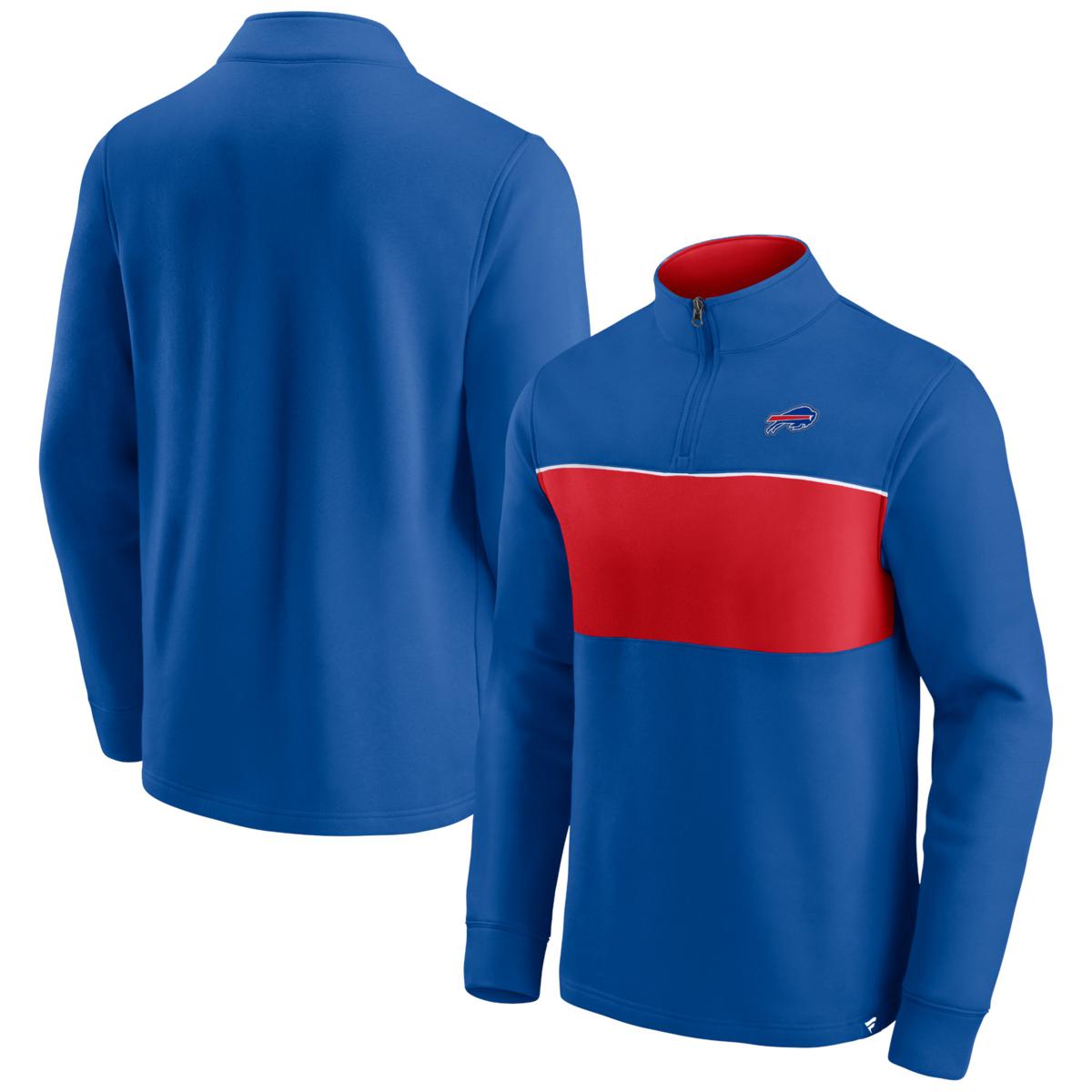 Men's Fanatics Royal/Red Buffalo Bills Block Party Quarter-Zip Jacket ...