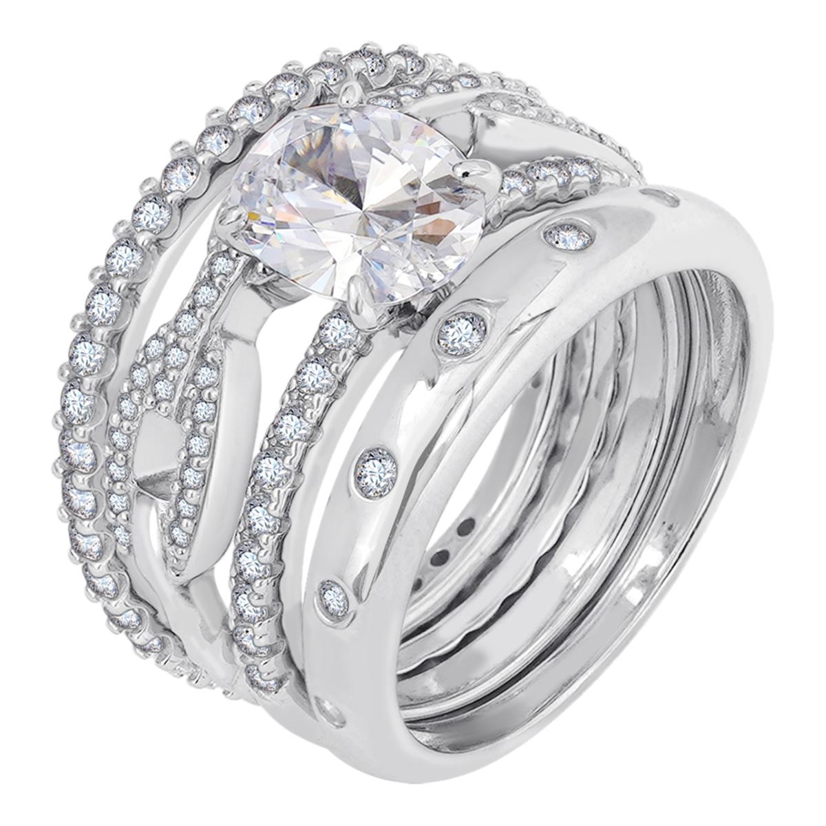 Radiance by Absolute™ 6.08ctw Solitaire and Band Ring 4-piece Set ...