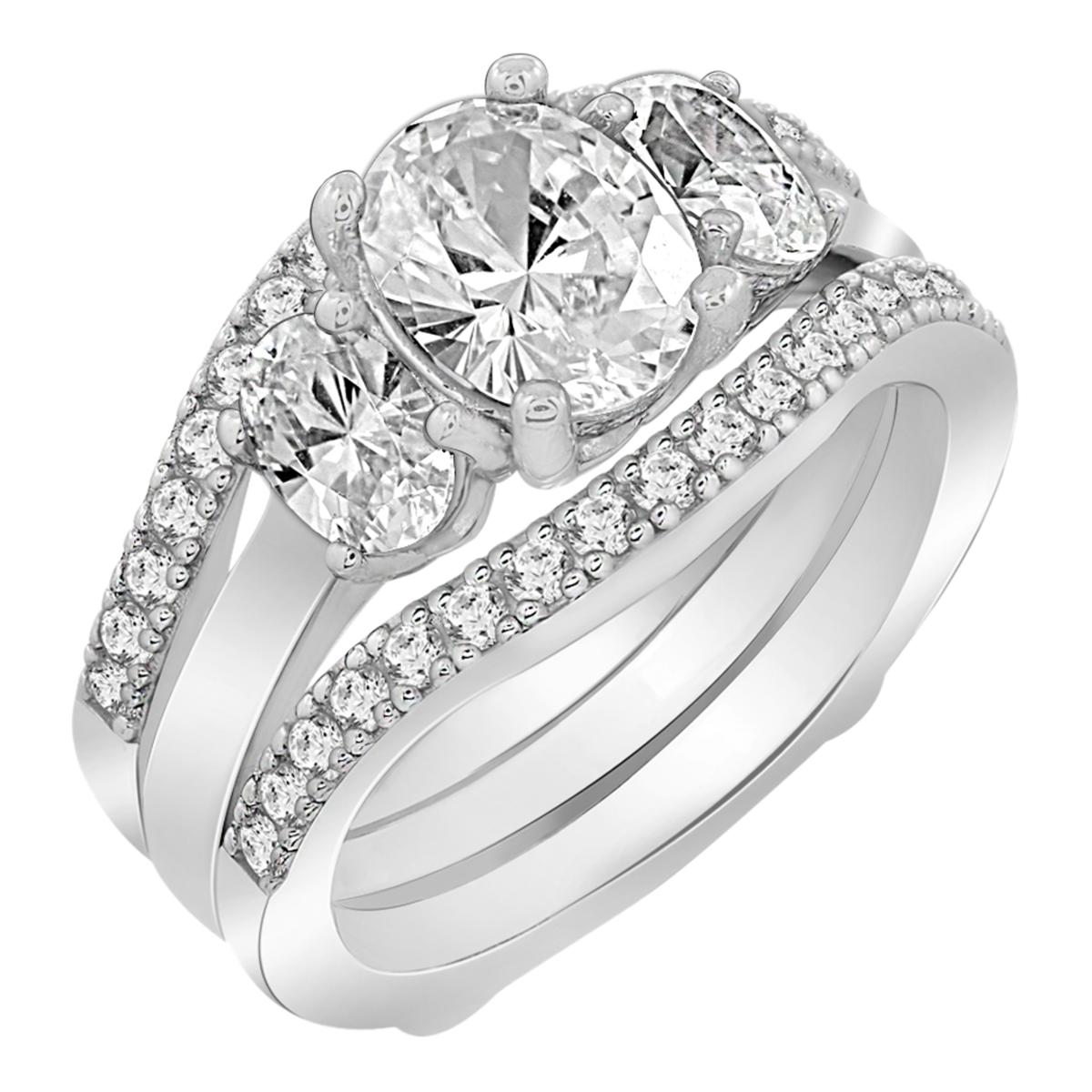 Radiance by Absolute™ 5.39ctw 3-Stone Oval Engagement Ring Set | HSN