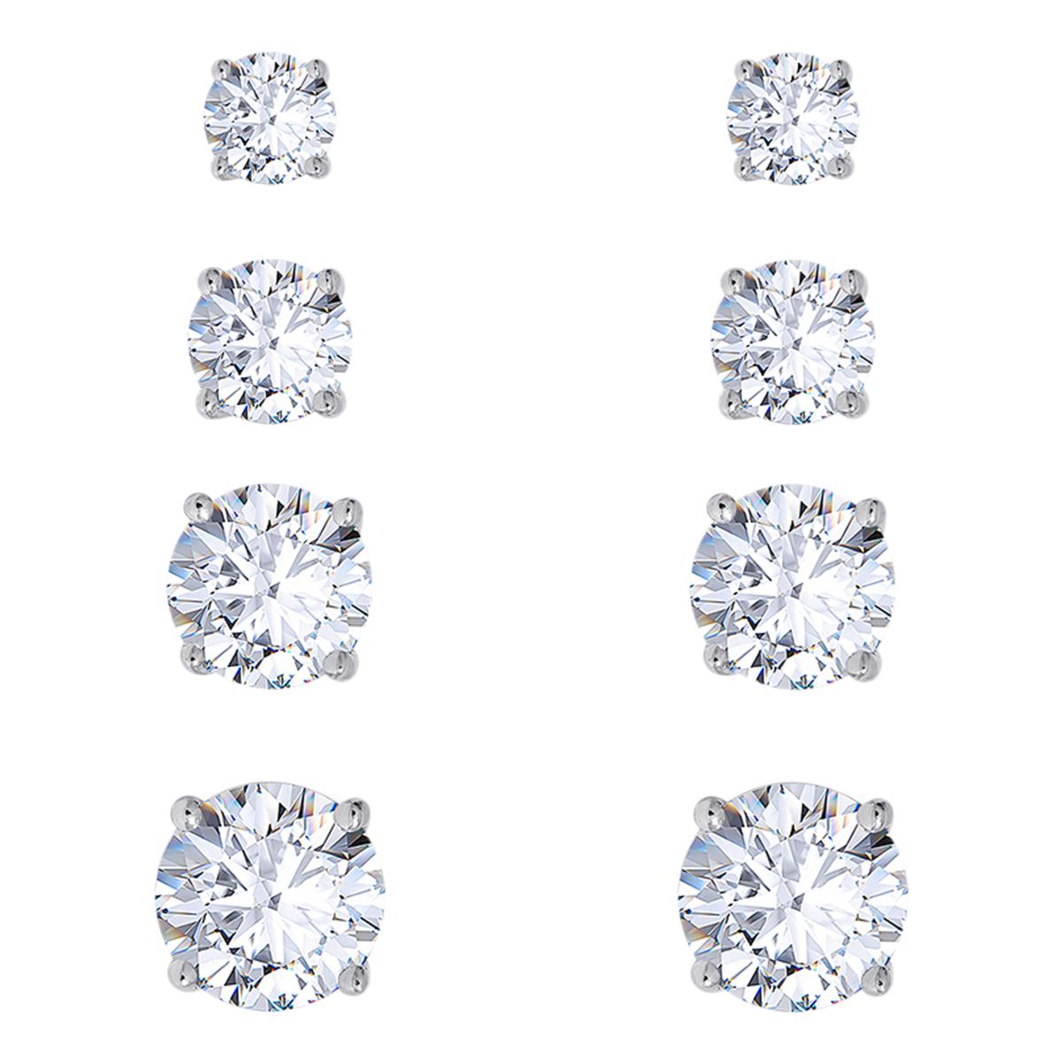 Radiance by Absolute™ 10.55ctw Round Solitaire Stud Earrings 4pc Set | HSN