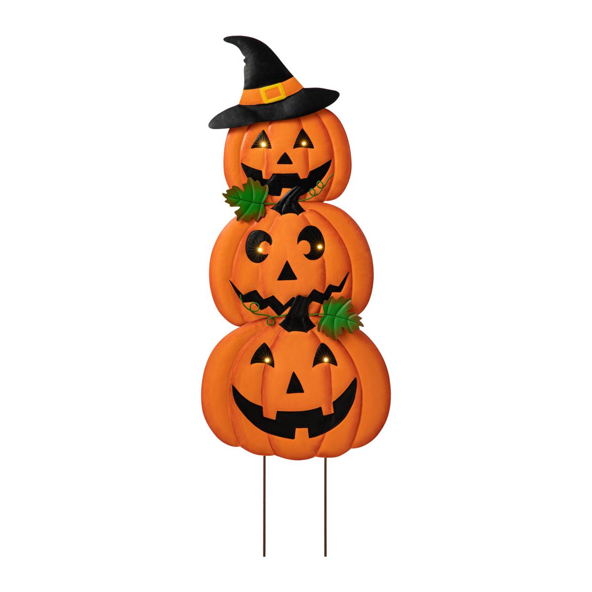 Glitzhome 39.75in. H Halloween Lighted Metal Jack O Lantern Decor ...