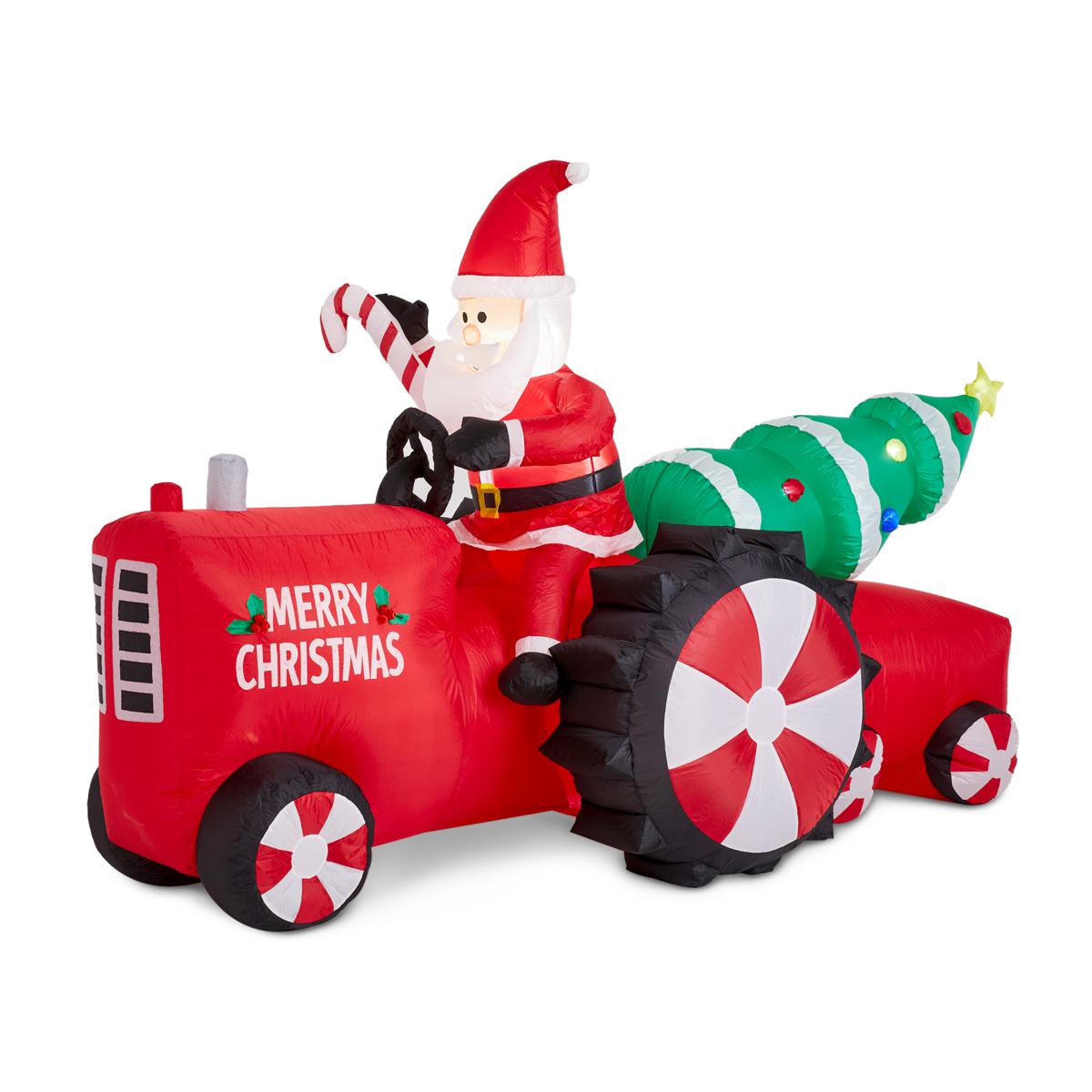 Glitzhome 11' Lighted Inflatable Santa on Tractor - 22187816 | HSN