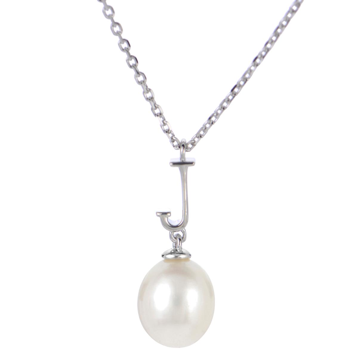 Sterling Silver Cultured Freshwater Pearl "J" Initial 16" Necklace | HSN