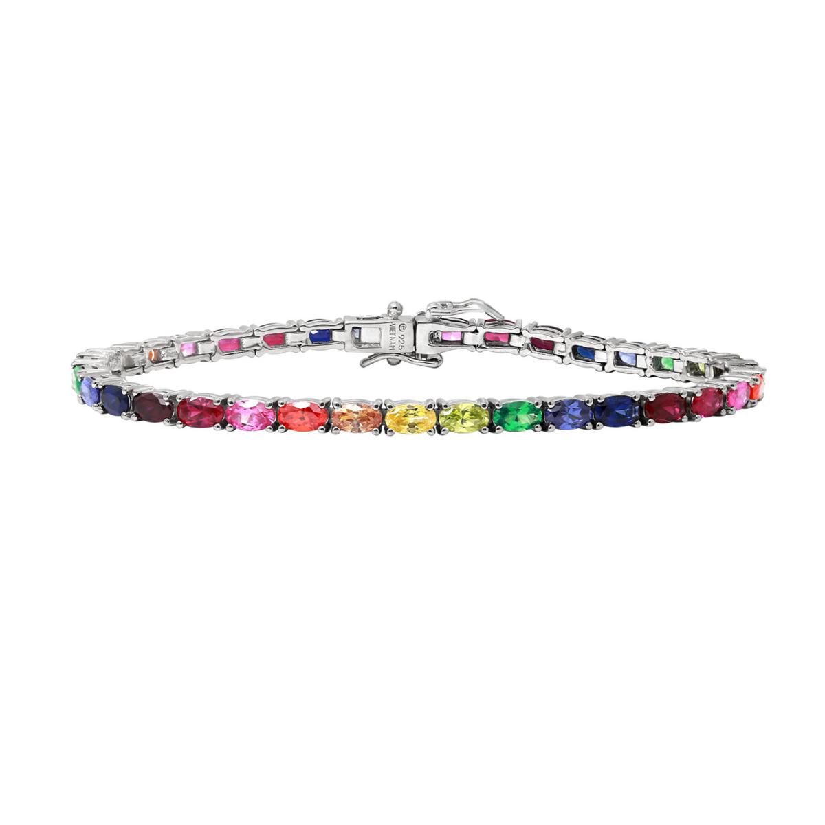 Radiance by Absolute™ Oval Stone Rainbow Tennis Bracelet - 23301453 | HSN
