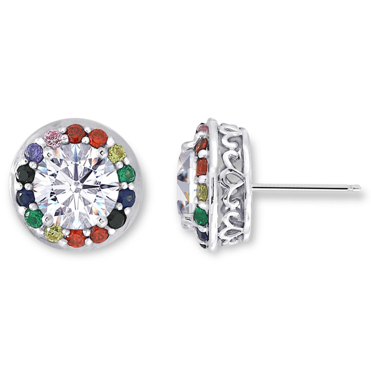 Radiance by Absolute™ 4.10ctw Round Stone Rainbow Halo Stud Earrings | HSN
