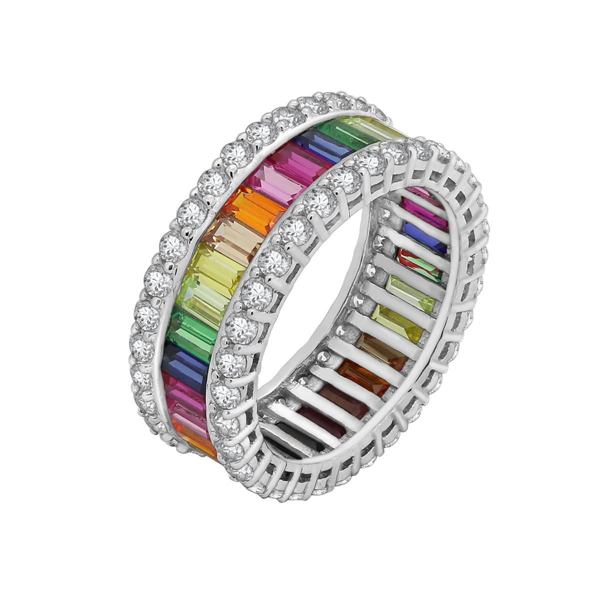 Radiance by Absolute™ Baguette and Pavé Rainbow Eternity Ring | HSN