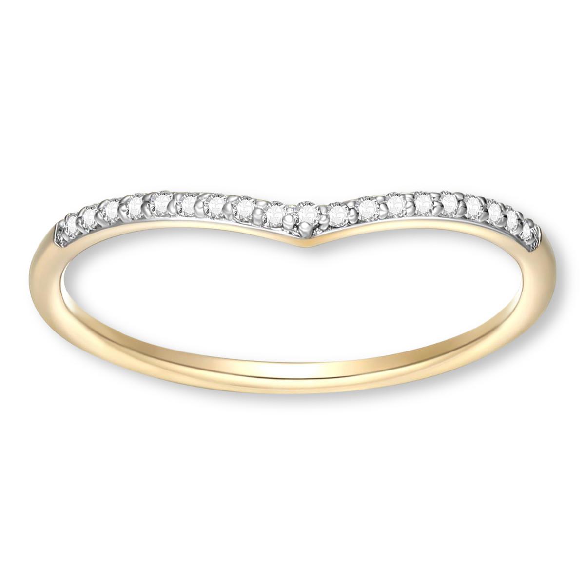 14K Yellow Gold 0.10ctw Diamond Chevron Ring | HSN