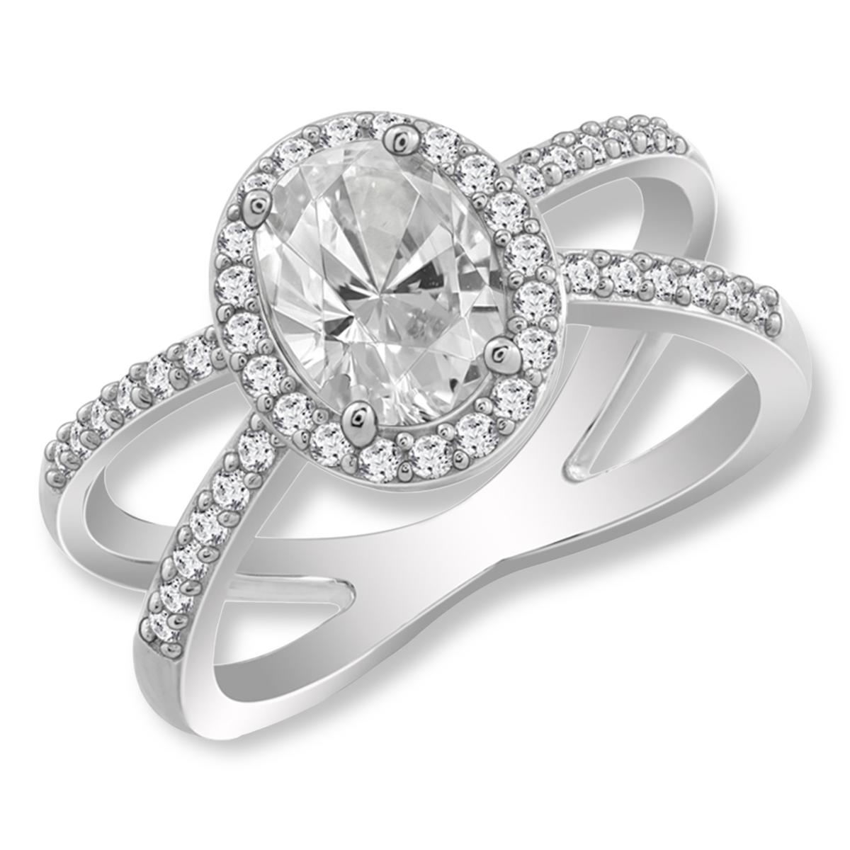 Radiance by Absolute™ 3.32ctw Round and Oval Split-Shank Halo Ring | HSN