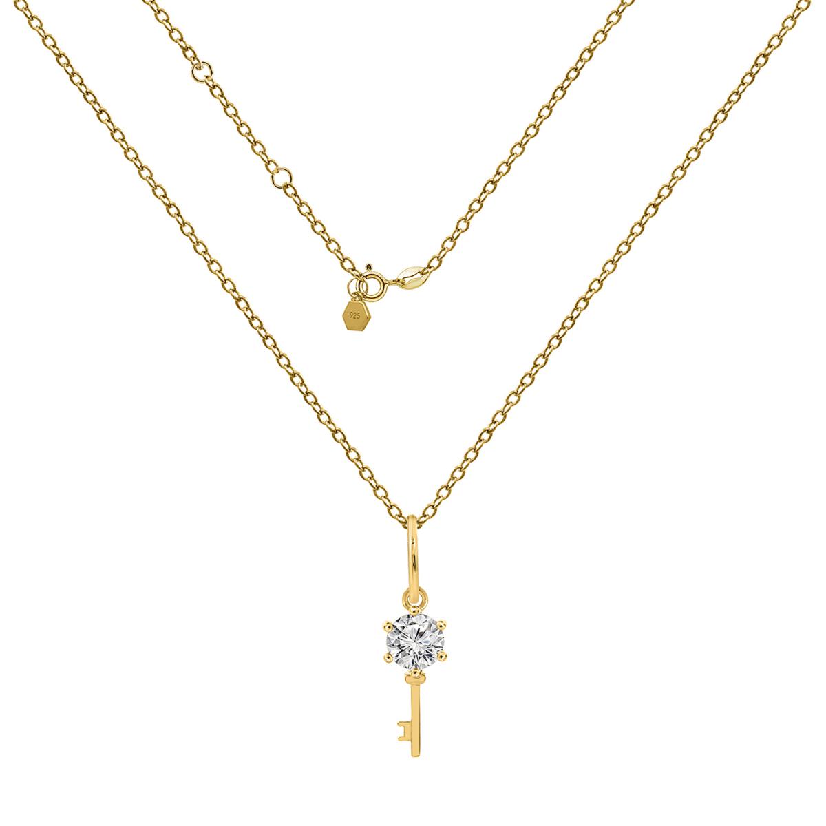 Radiance by Absolute™ Gold-Plated Round Stone Key Pendant with Chain | HSN