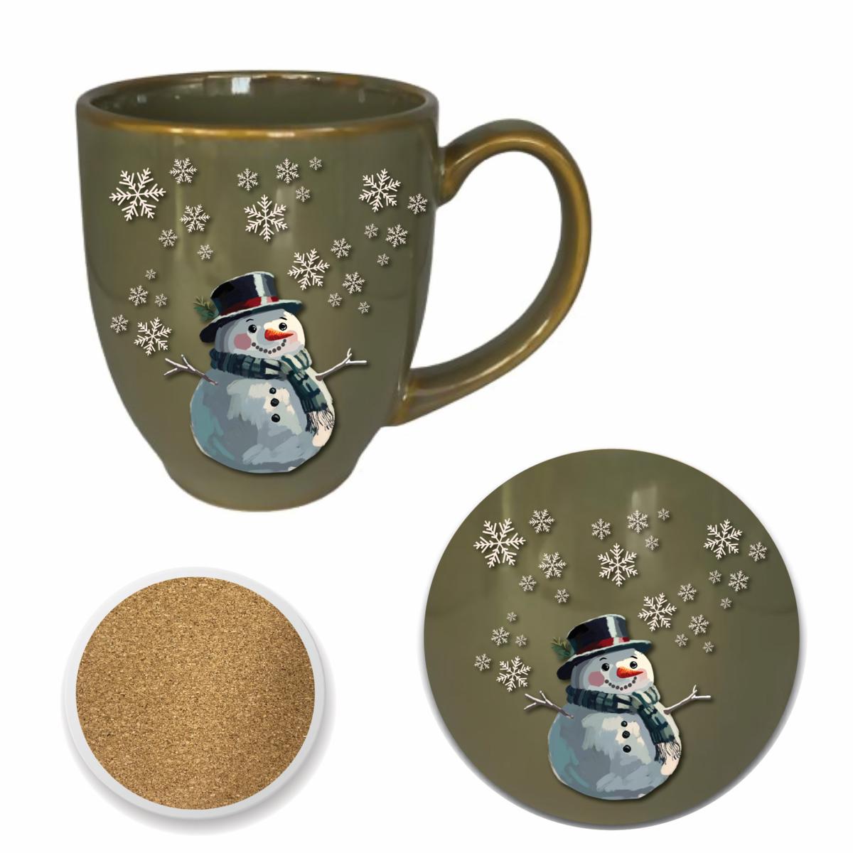 Courtside Market Snowman-Snow 16oz Hairloom Mug & Coaster Set ...