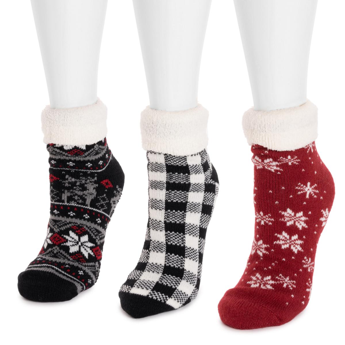 Muk Luks Women's 3-Pk Two-Layer Ankle Socks - 23518904 | HSN