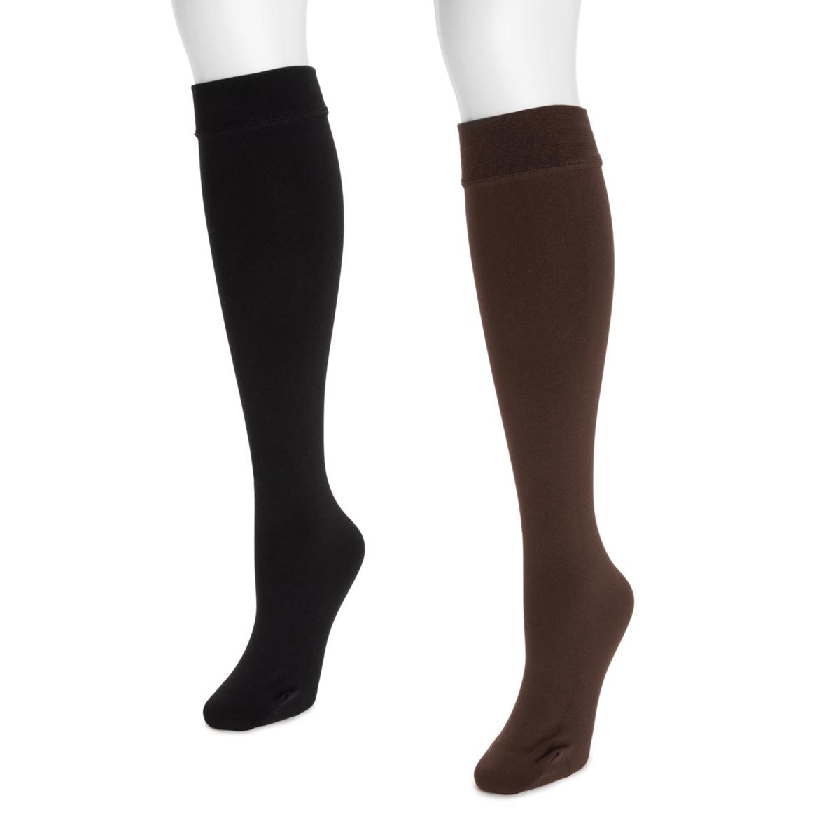 MUK LUKS Women's 2 Pack Fleece Lined Knee High Socks | HSN