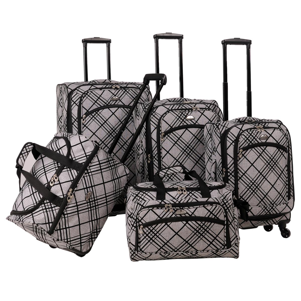 American Flyer Silver Stripes 5-Piece Spinner Luggage Set - 8113000 | HSN